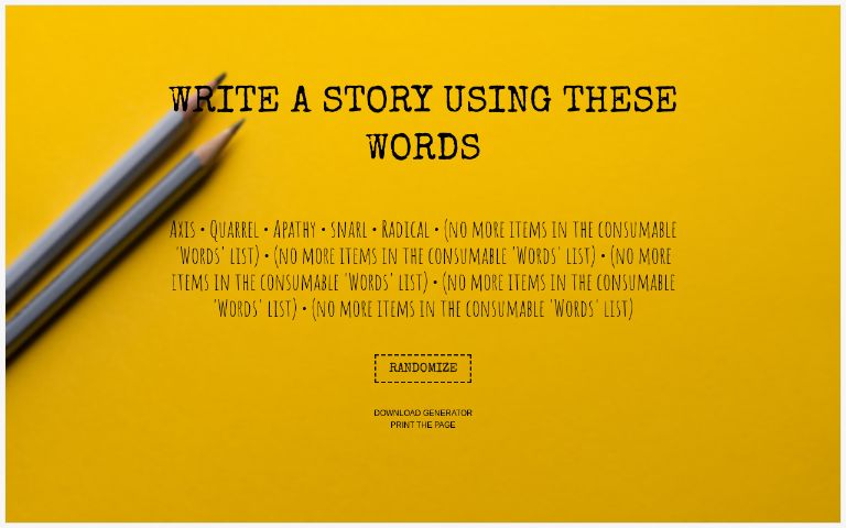 Write a story using these words ― Perchance Generator