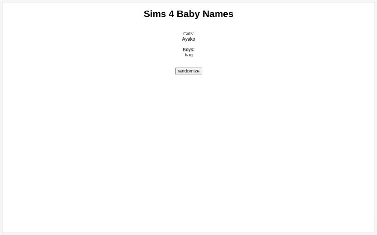 Sims 4 Baby Names ― Perchance Generator