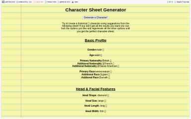 Character Sheet Generator