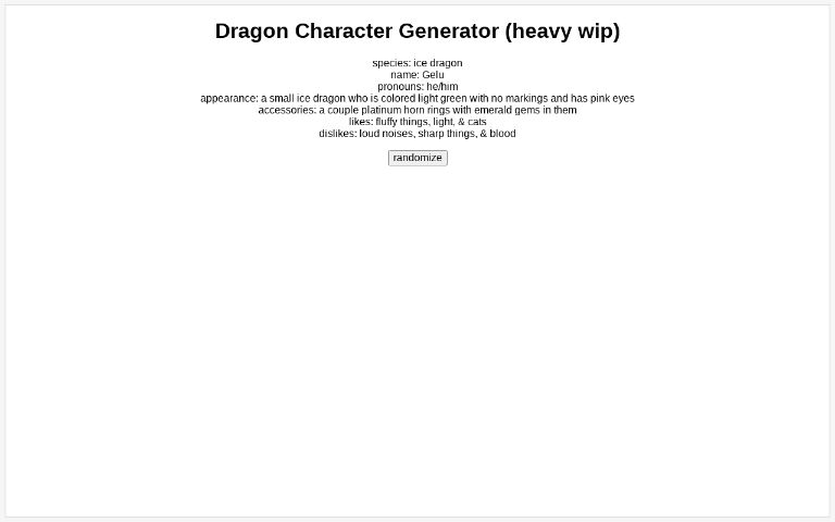 Dragon Character Generator (heavy wip)