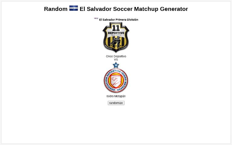 Random El Salvador Soccer Matchup Generator