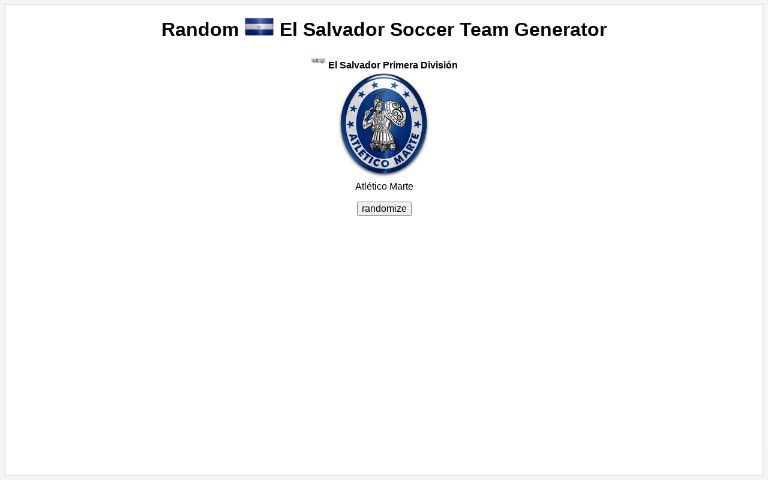Random El Salvador Soccer Team Generator