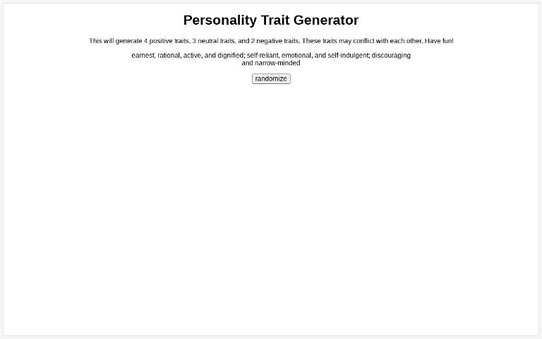 Personality Trait Generator