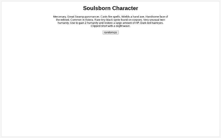 Soulsborn Character ― Perchance Generator