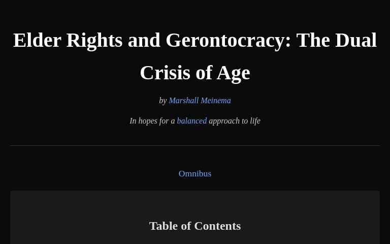Elder Rights and Gerontocracy: The Dual Crisis of Age ― Perchance Generator