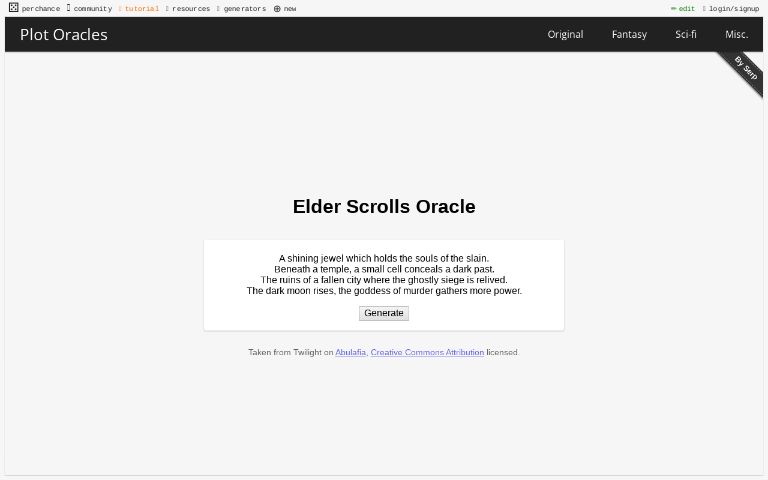 Elder Scrolls Oracle ― Perchance Generator