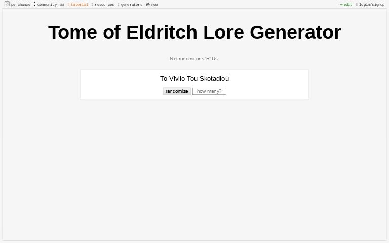 Tome of Eldritch Lore Generator
