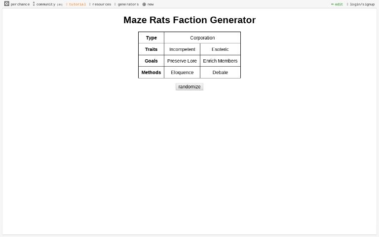 Maze Rats Faction Generator