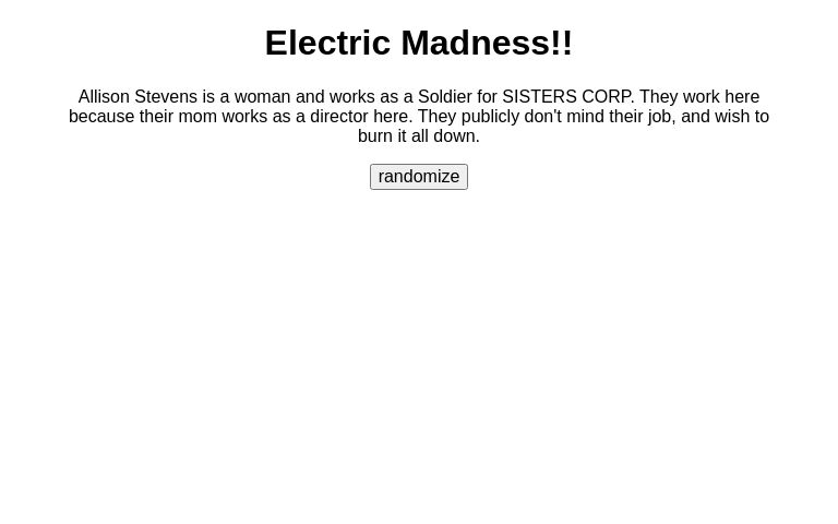 Electric Madness!! ― Perchance Generator