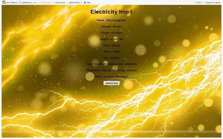 Electricity Imp ! ― Perchance Generator