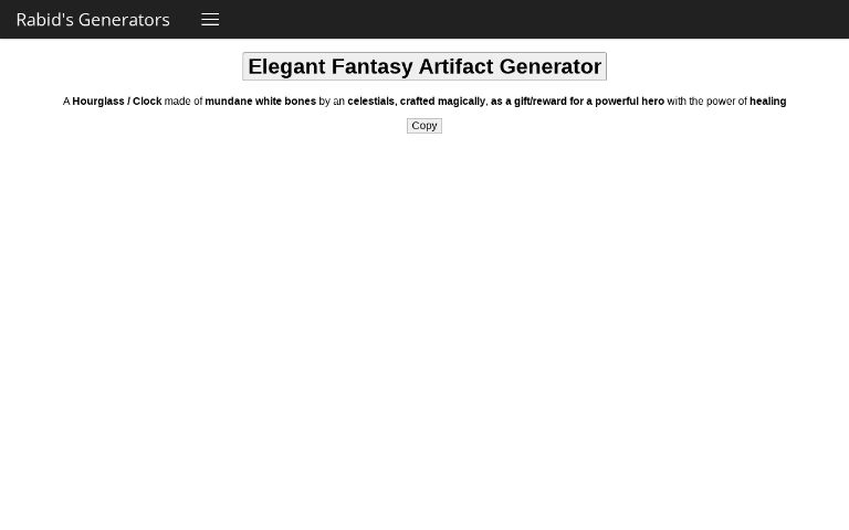 Elegant Fantasy Artifact Generator