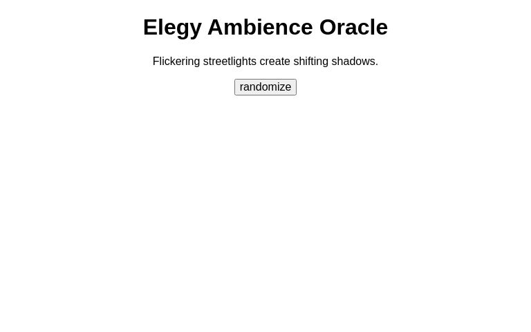 Elegy Ambience Oracle ― Perchance Generator