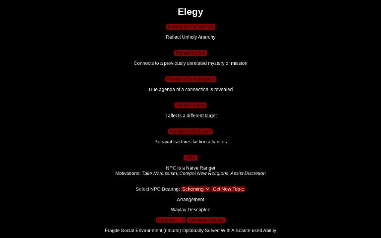 Elegy ― Perchance Generator