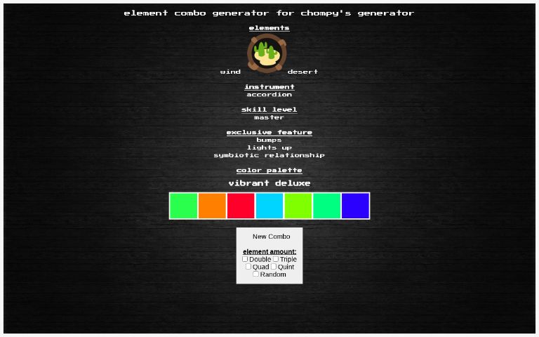Element Combo Generator For Chompys Generator