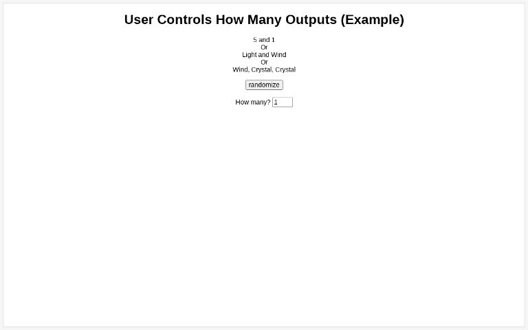 User Controls How Many Outputs (Example) ― Perchance Generator