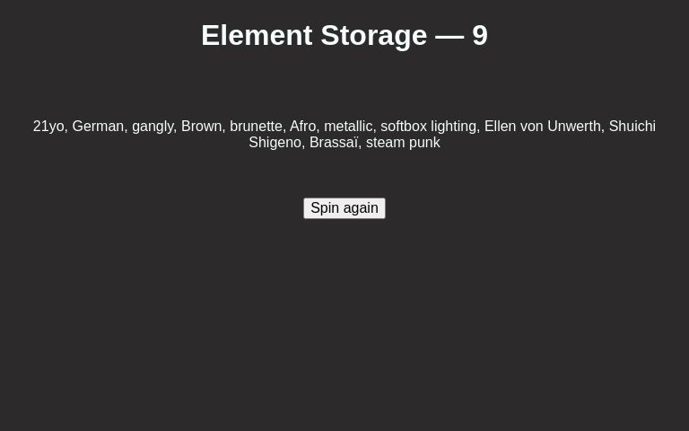Element Storage ― Perchance Generator