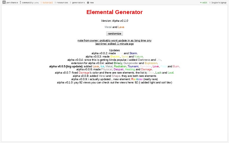 Elemental Generator