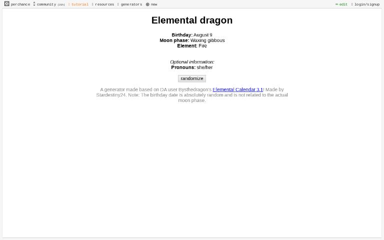 Elemental dragon ― Perchance Generator
