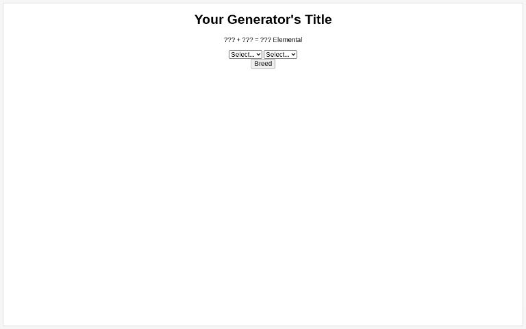 Elementale Breeder ― Perchance Generator