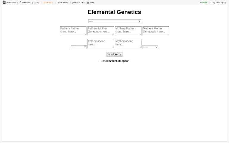 Elemental Genetics ― Perchance Generator