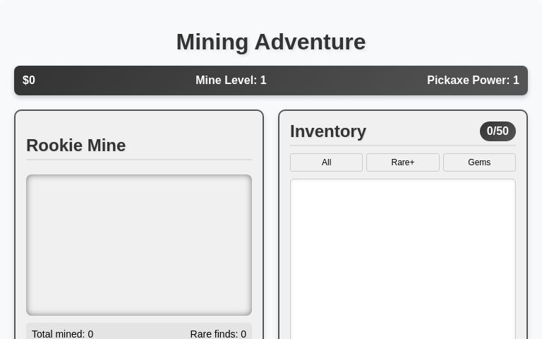 Mining Adventure ― Perchance Generator