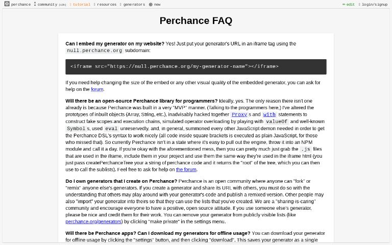Perchance FAQ ― Perchance Generator