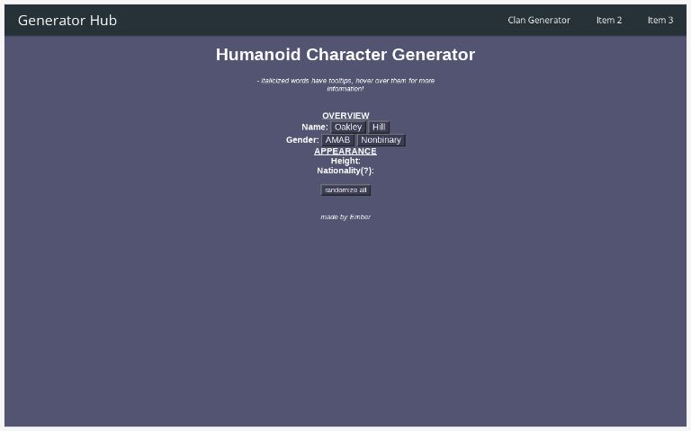 Humanoid Character Generator