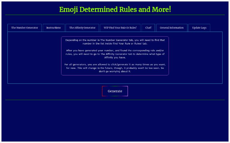Emoji Determined Rules and More! ― Perchance Generator