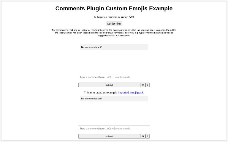 Comments Plugin Custom Emojis Example