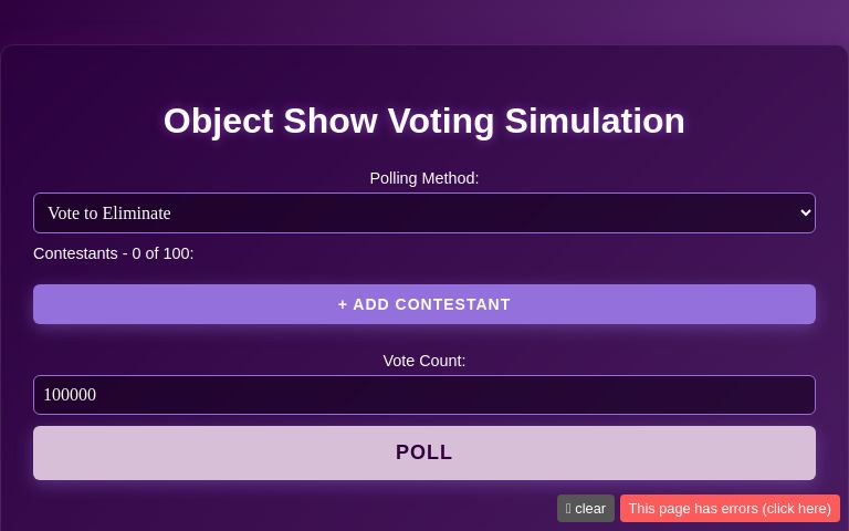 Object Show Voting Simulation ― Perchance Generator