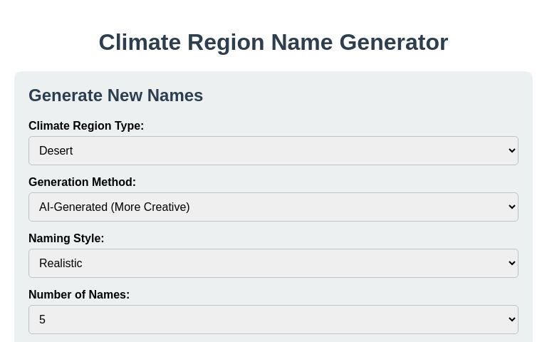 Climate Region Name Generator