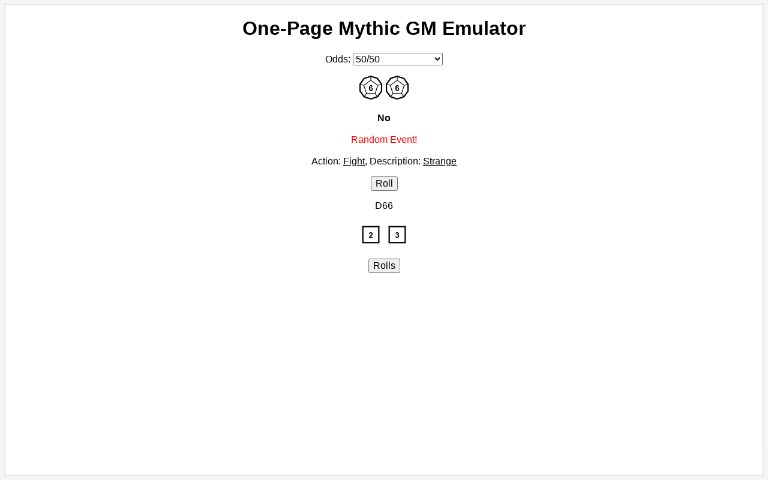 One-Page Mythic GM Emulator ― Perchance Generator