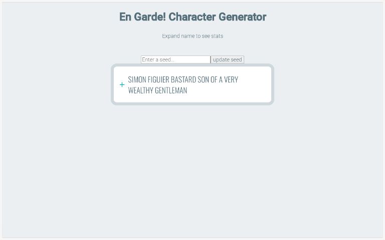 En Garde! Character Generator