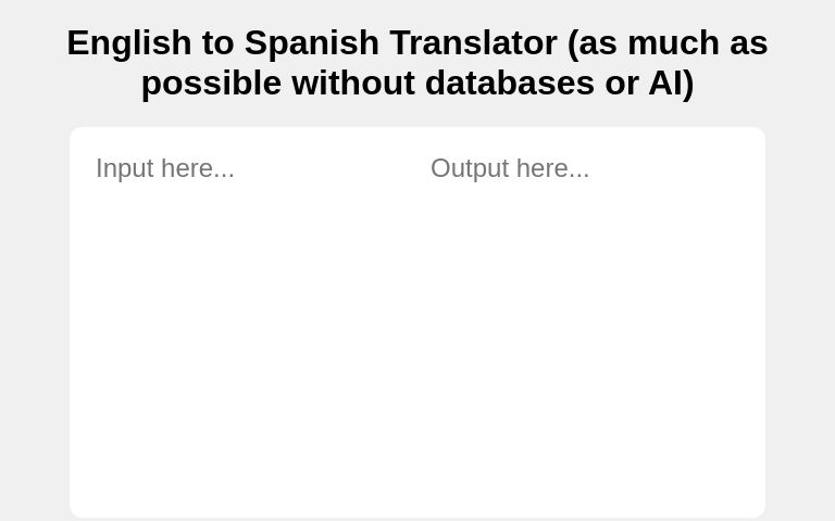 English to Spanish Translator (as much as possible without databases or ...