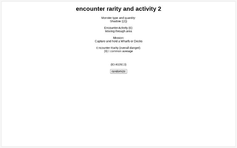 encounter rarity and activity 2 ― Perchance Generator