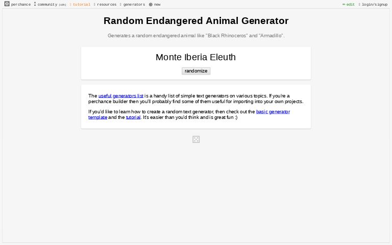 Random Endangered Animal Generator