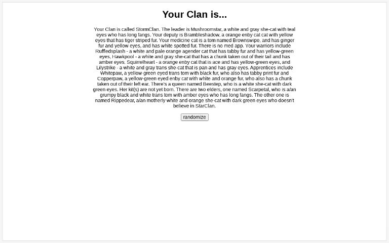 Your Clan is... ― Perchance Generator