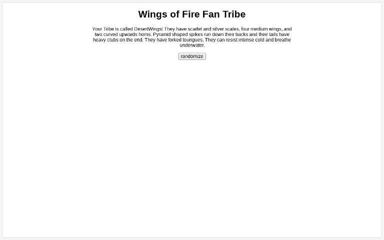 Wings of Fire Fan Tribe ― Perchance Generator