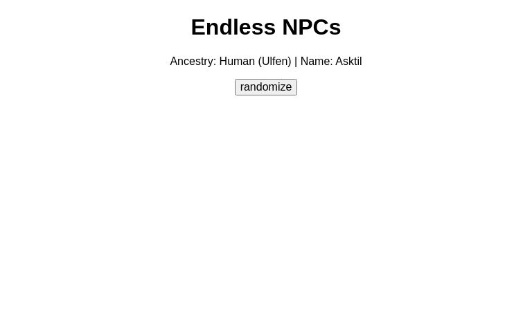 Endless NPCs ― Perchance Generator