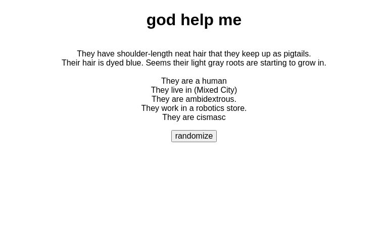 god help me ― Perchance Generator