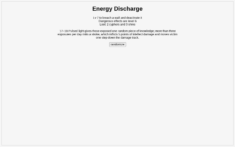Energy Discharge ― Perchance Generator