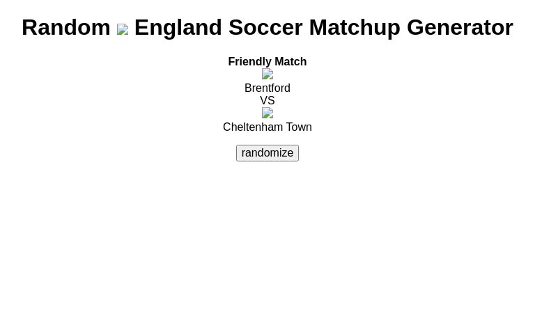 Random England Soccer Matchup Generator