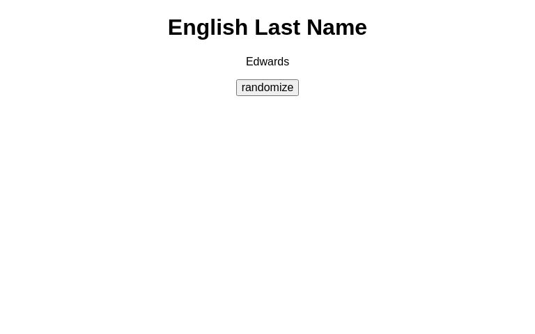 English Last Name ― Perchance Generator