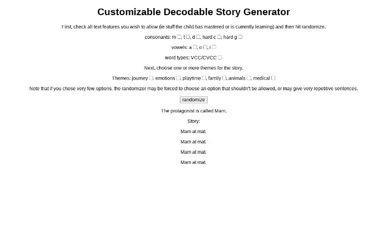Customizable Decodable Story Generator