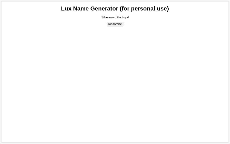 Lux Name Generator (for personal use)