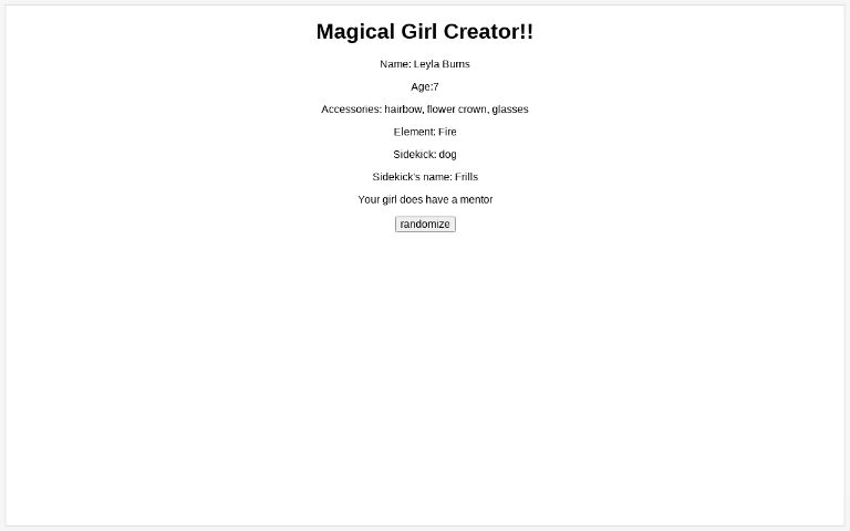 Magical Girl Creator!! ― Perchance Generator
