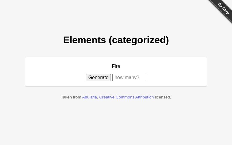 Elements (categorized) ― Perchance Generator