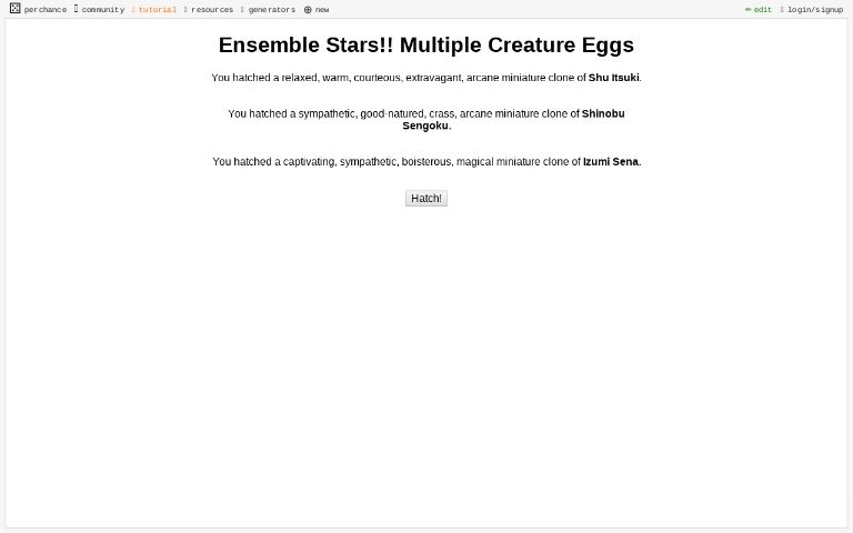 Ensemble Stars!! Multiple Creature Eggs ― Perchance Generator