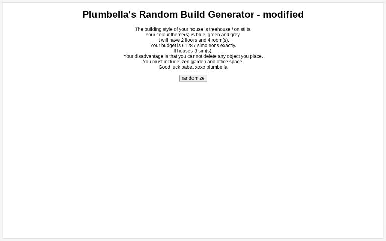 Plumbella's Random Build Generator - modified