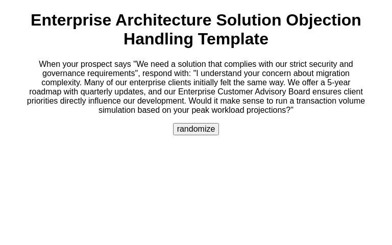 Enterprise Architecture Solution Objection Handling Template ...
